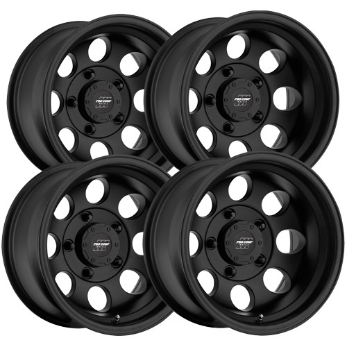 (Set of 4) Pro Comp PA69 Vintage 16x8 5x5" -12mm Flat Black Wheels Rims ...