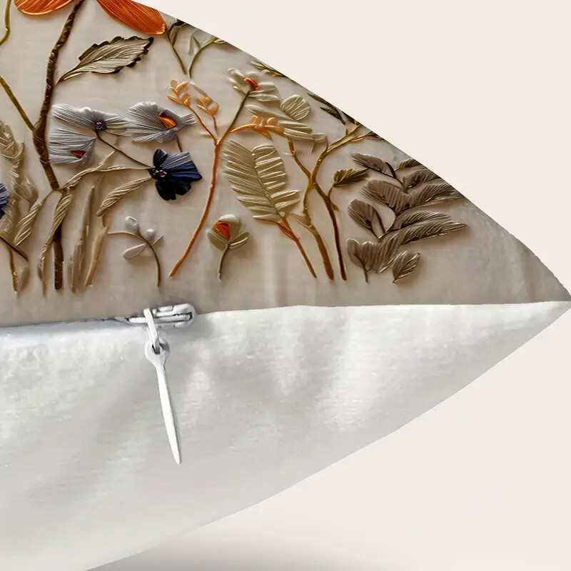 Botanical Flower Pattern Polyester Cushion Cover Pillow Cover 2D ...