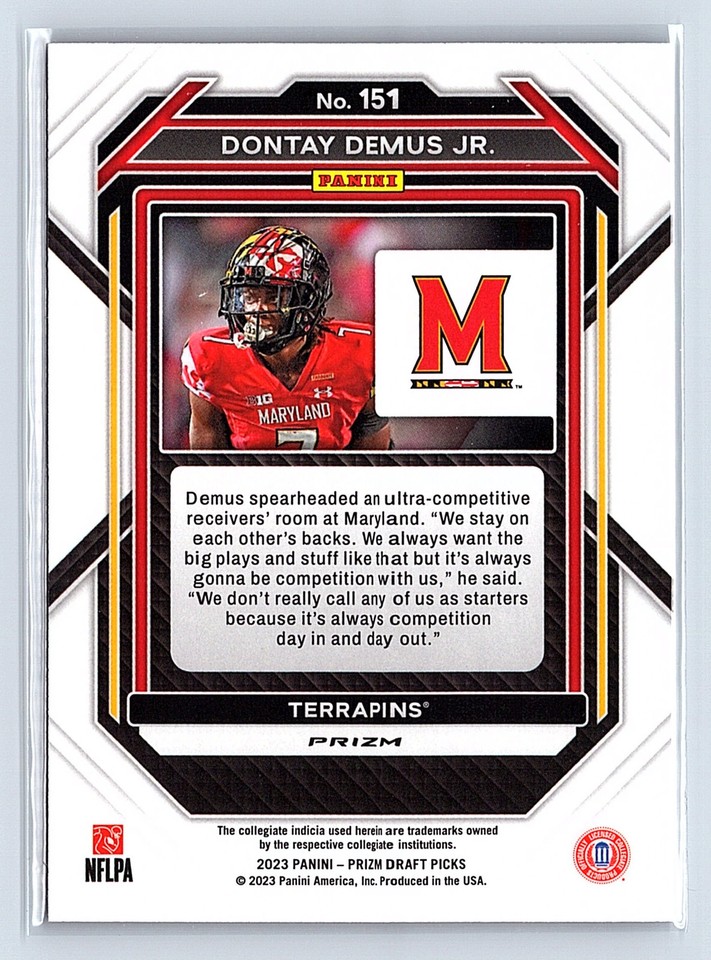 2023 Panini Prizm Draft Picks Dontay Demus JR Red Wave Prizm Rookie ...