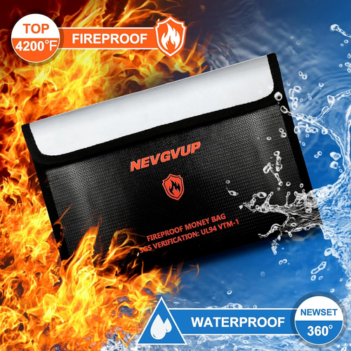 Fire Proof Money Bag Cash Fireproof Document Safe Pouch Waterproof Case ...