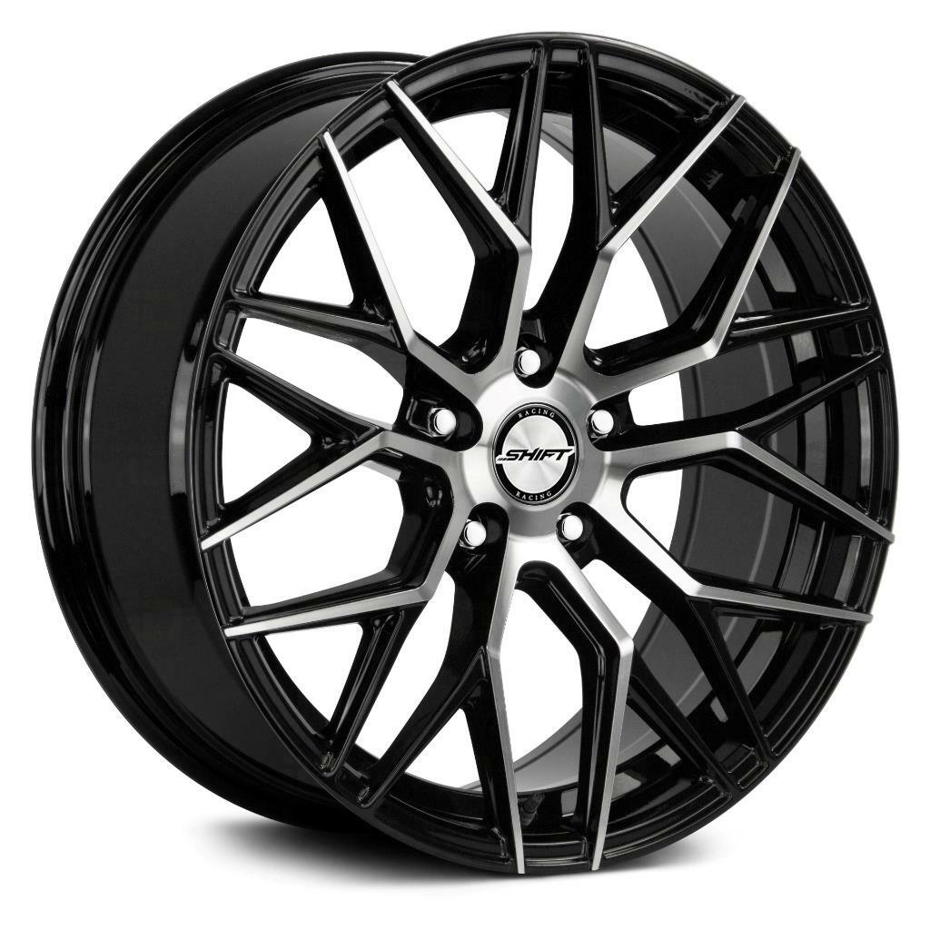 20 inch 20x8.5 Shift SPRING Black Machined wheels rims 5x4.5 5x114.3 ...