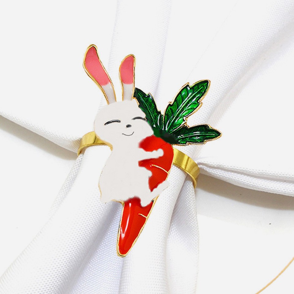 2 Pcs Festival Napkin Clasp Rabbit Ring Decor Carrot Utensils and Bunny ...