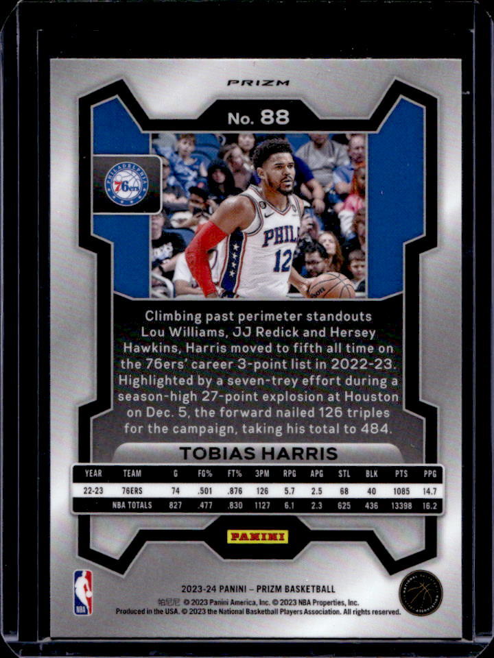 2023-24 Prizm Tobias Harris Prizms Red Sparkle #88 76ers | eBay