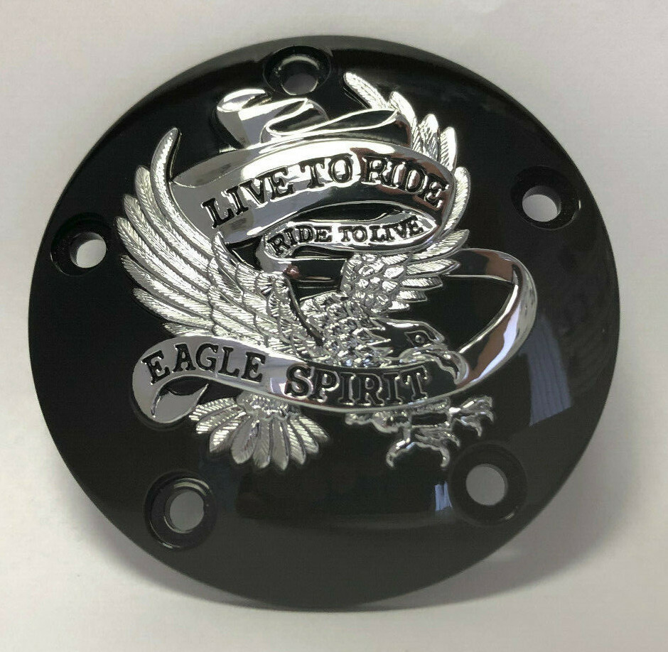Black with Chrome Live To Ride Ignition Timing Timer Cover for Harley ...