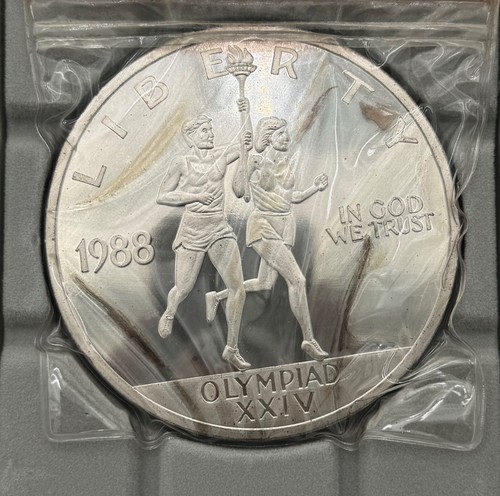 1988 U.S. $10 Olympic One Pound Proof Coin w/ C.O.A. Pure Silver .999 ...
