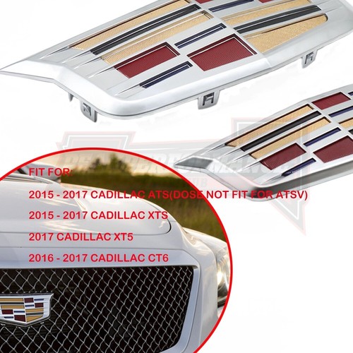 SET of 2 for CT6 XT5 ATS XTS 2015-2017 Chrome Car Front & Rear Badge ...