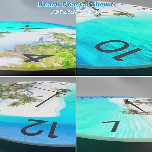 Outdoor Clock Waterproof - Beach Coastal Theme Nautical Blue Wall ...