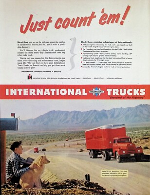 VINTAGE 1950s Print Ad ~ International Trucks - Model L-195 Roadliner ...
