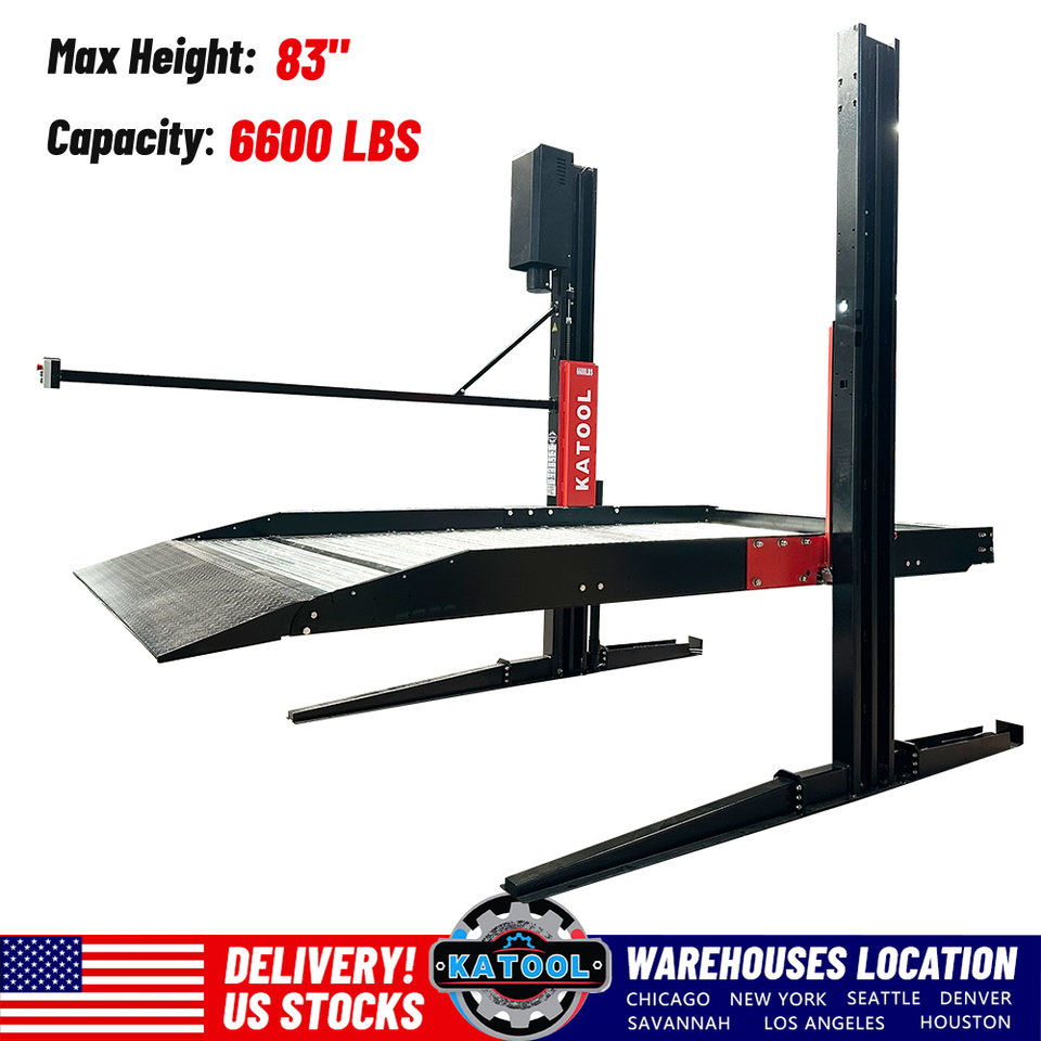 2 Post Car Lift Double Deck Two Post Simple Car Stacker Parking Lift ...