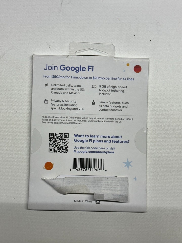 Google Fi Wireless Unlimited Simply Pla | Call/Text/Data | Unlimited 5G ...