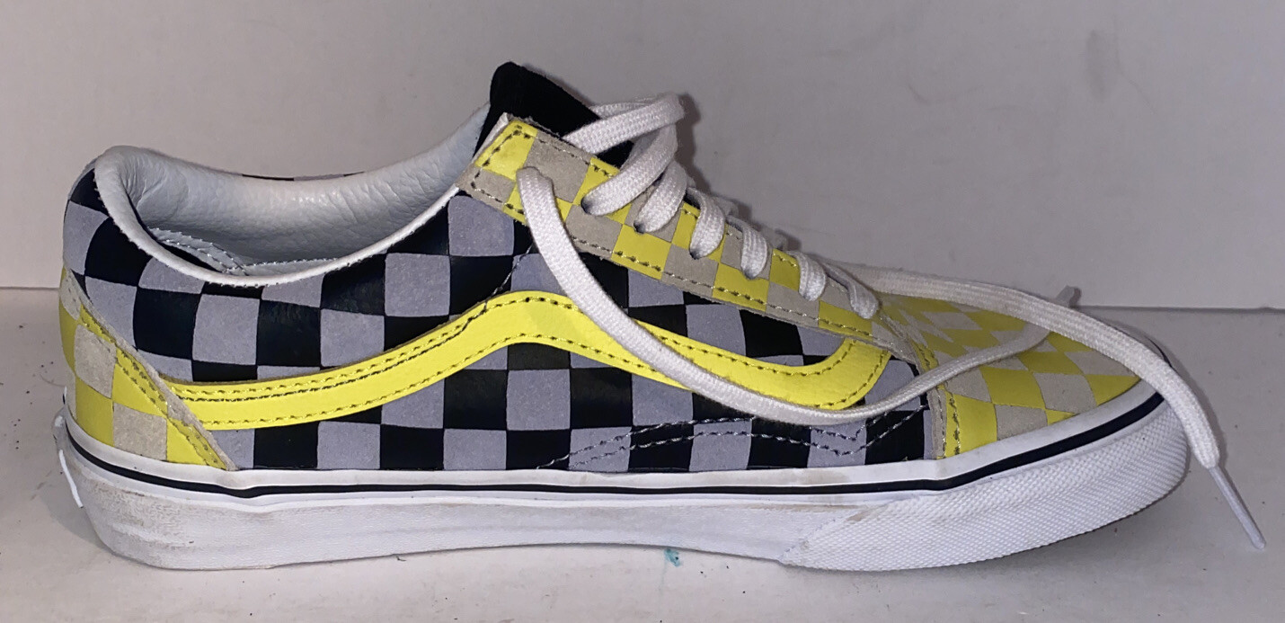 Vans Yellow And Black Checkered Shoes Size Men's 5 Wo… - Gem