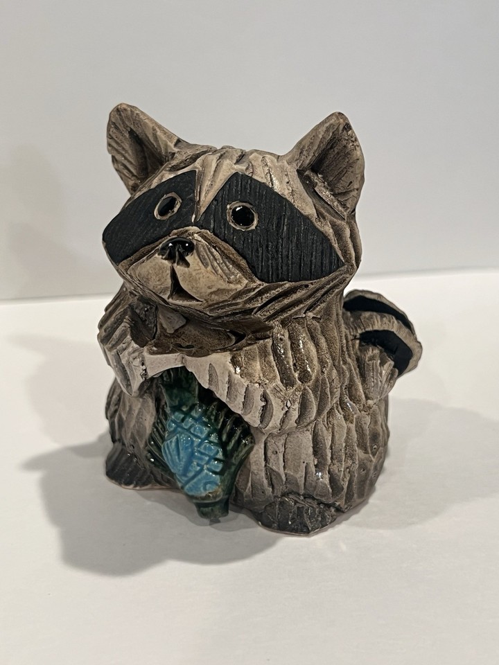 VTG Artesania Rinconada Pottery Raccoon Holding a Fish Uruguay Retired ...