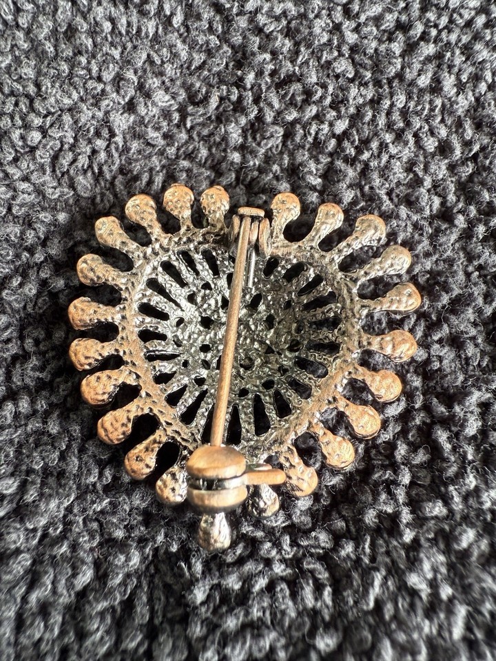 Vintage Heart Brooch Pink Rhinestone Starburst Design 1.5 Costume ...