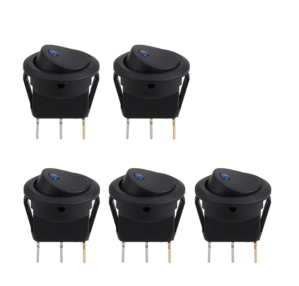 5Pcs 12V ON/OFF Round Rocker Toggle Switch Blue LED Light for Car Van ...