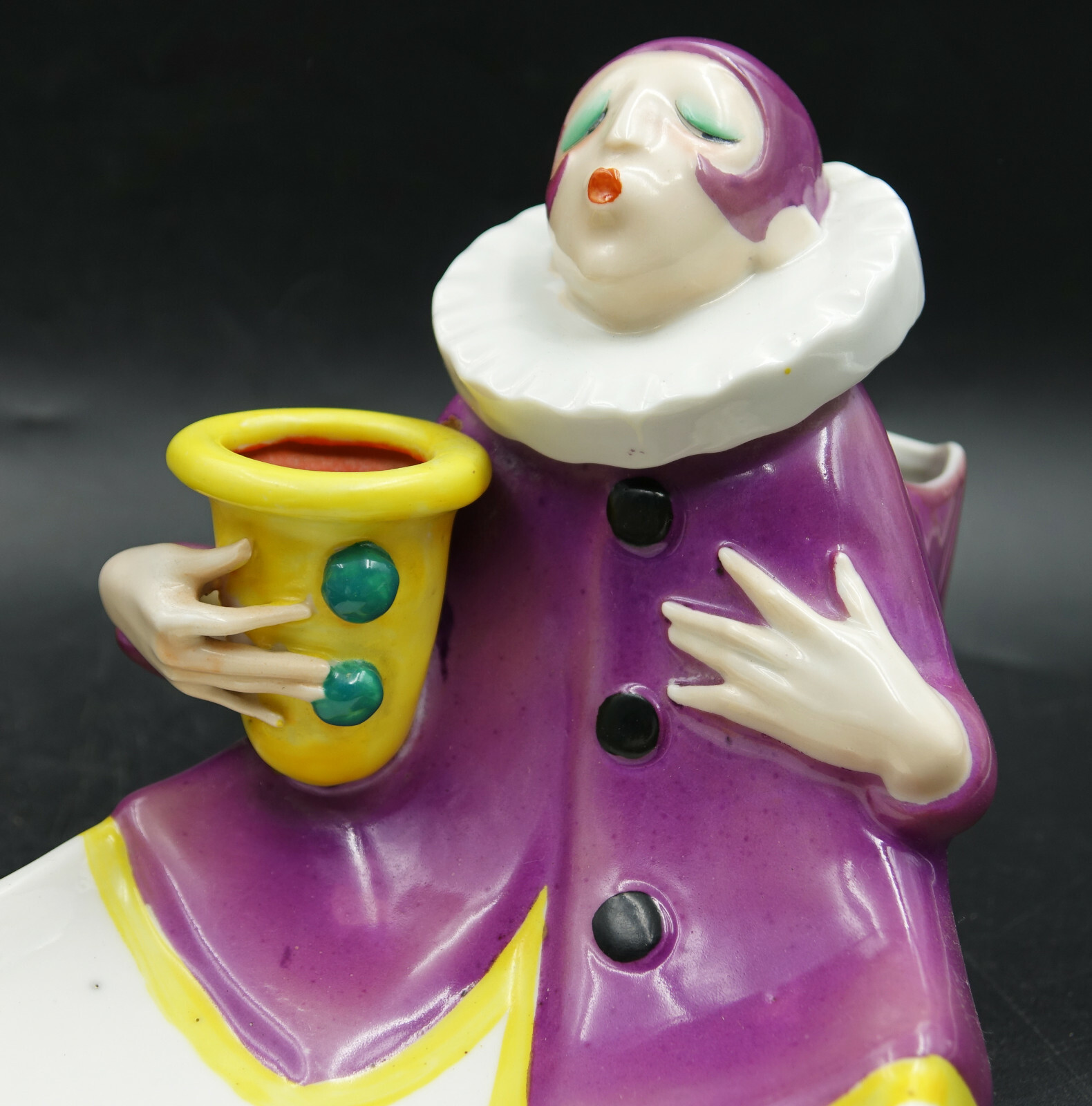 Germany Art Deco Goebel Porcelain Pierrot Figural Inkwell with Tray, ca ...