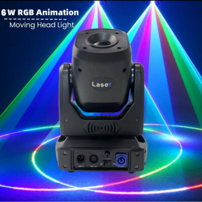 6W Laser RGB Full Color Moving Head Light Scanning Pattern DJ Bars ...