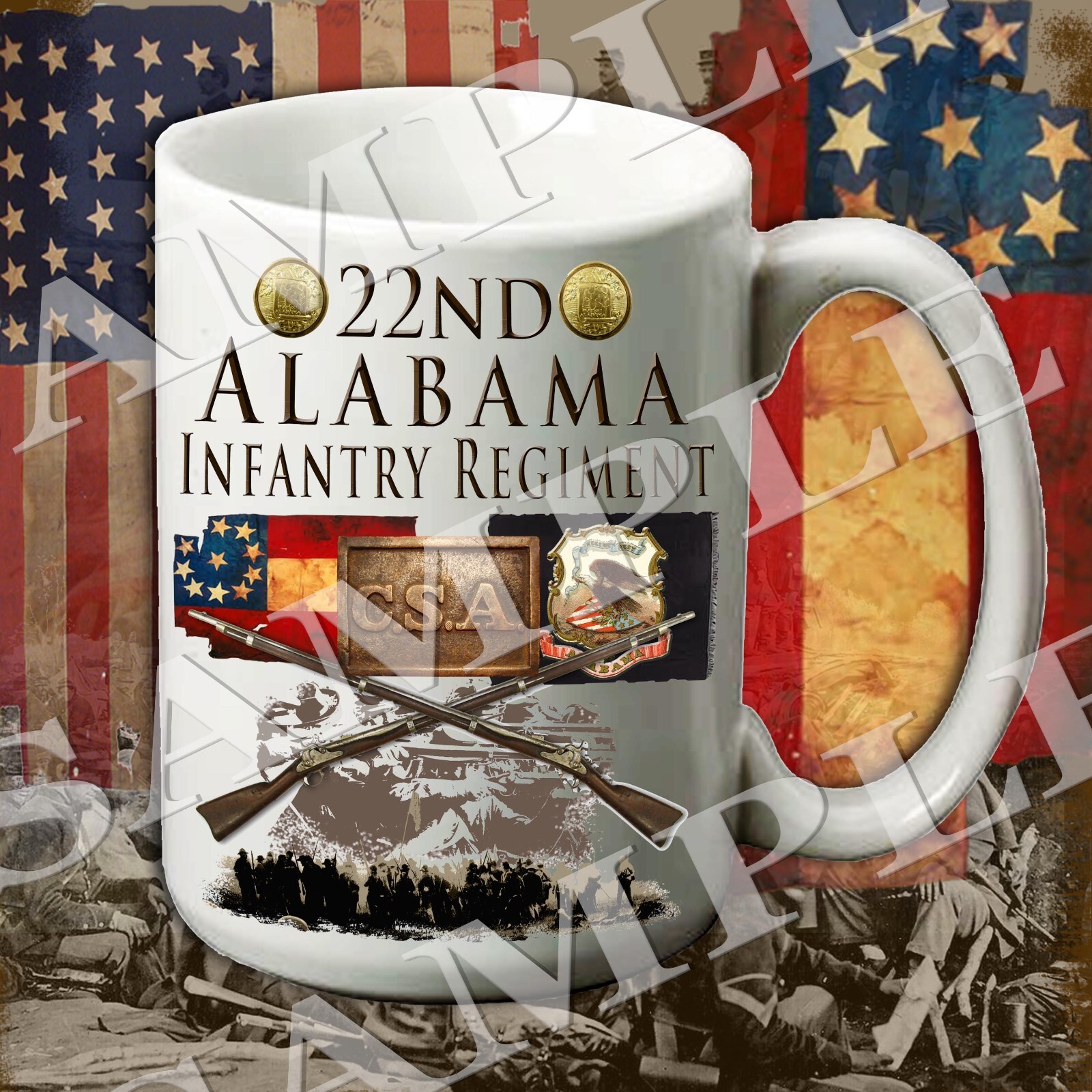22nd Alabama Infantry 15-ounce American Civil War themed coffee mug/cup ...