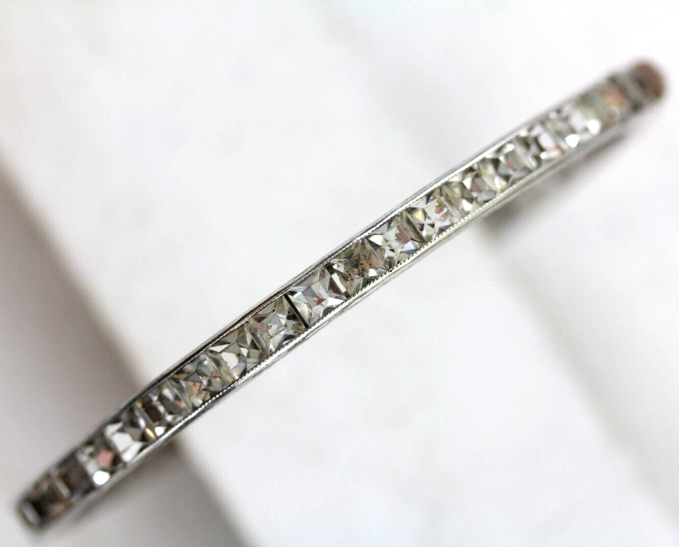 ART DECO PASTE CRYSTA STERLING SILVER 925 7" HINGED B… - Gem