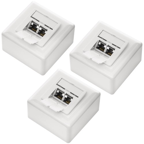 3x Netzwerkdose CAT6a Datendose 2x RJ45 Netzwerk LAN DSL Dose Aufputz ...