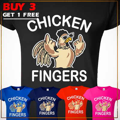 Chicken Middle Finger Funny Graphic Women T Shirt Sarcastic USA New ...