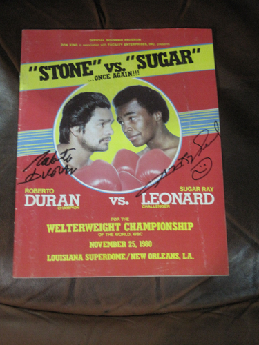 Roberto Duran v Sugar Ray Leonard II Boxing Program Signed NO MAS Fight ...