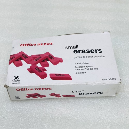 (35-Pk) Office Depot Small Pink Bevel Erasers Latex Free • NEW OPEN BOX ...