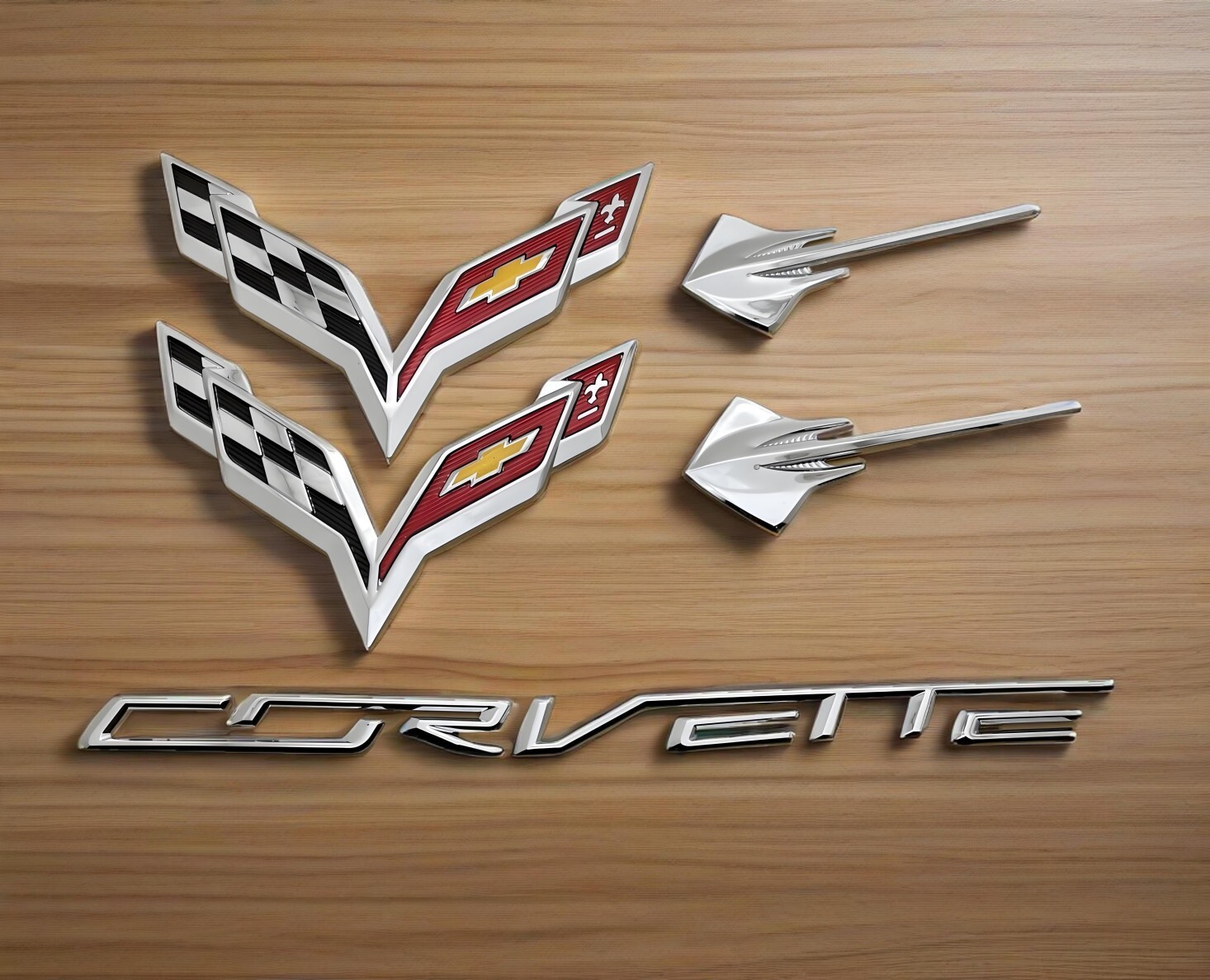 5PC Chrome Front Rear Stingray Cross Flags Emblem Kit 2014 - 2019 ...