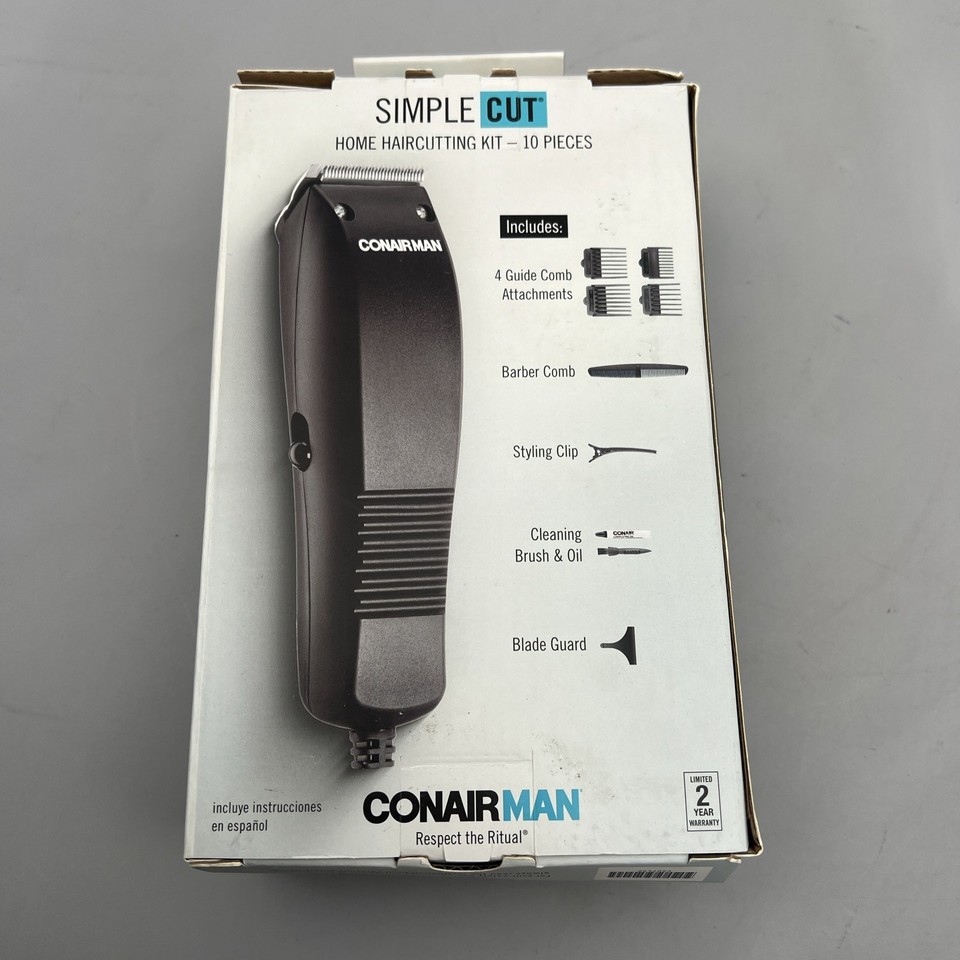 Conair Man Simple Cut Corded Hair Clippers Haircutting Kit 10 Piece Set ...