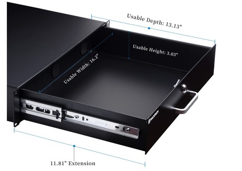 2U Rack Mount Drawer for 19 Inch AV/Network/DJ Equipment Racks or ...