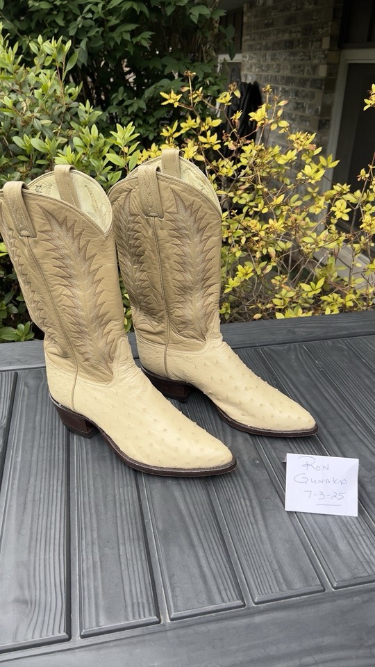 Tony Lama Full Quill Ivory FQ Ostrich Cowboy Boots Men's Size 10.5D | eBay