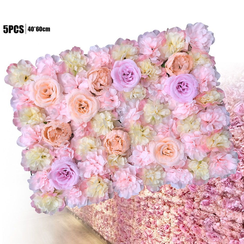 5X Artificial Flower Wall Panels Flower Floral Wall Mat Backdrop ...