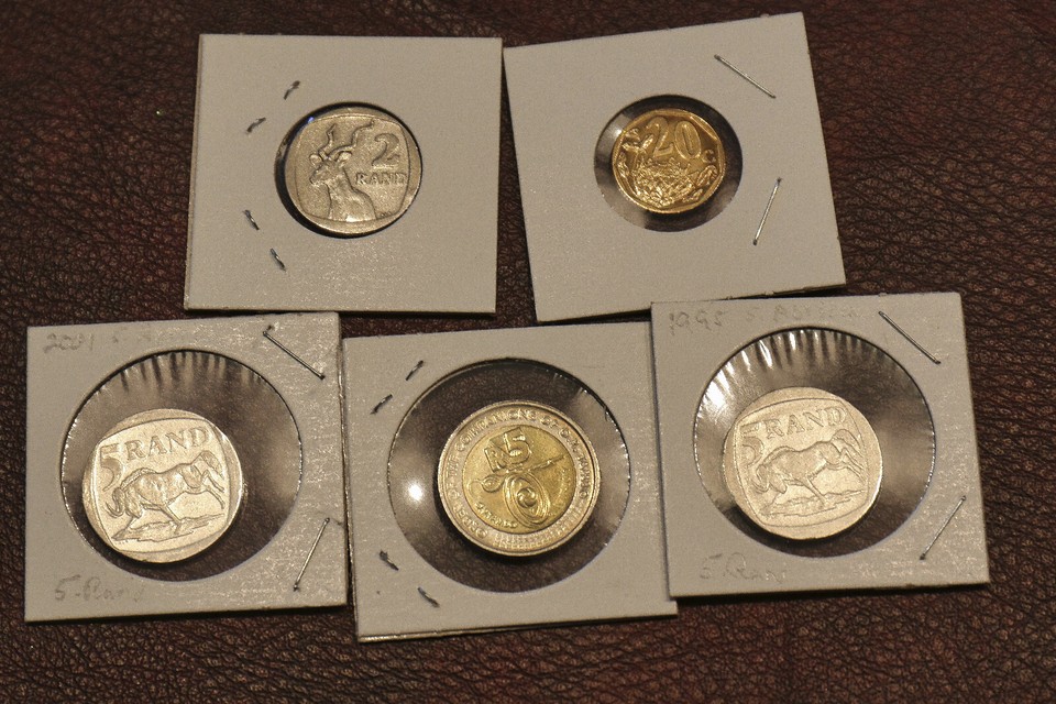 South Africa Coins, 5 Rand(X3), 2 Rand(x1) & 20 cent (x1) | eBay