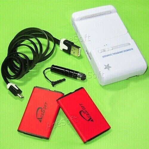 High-Performance 2x 1350mAh Li-ion Battery Charger Cable Stylus f LG ...