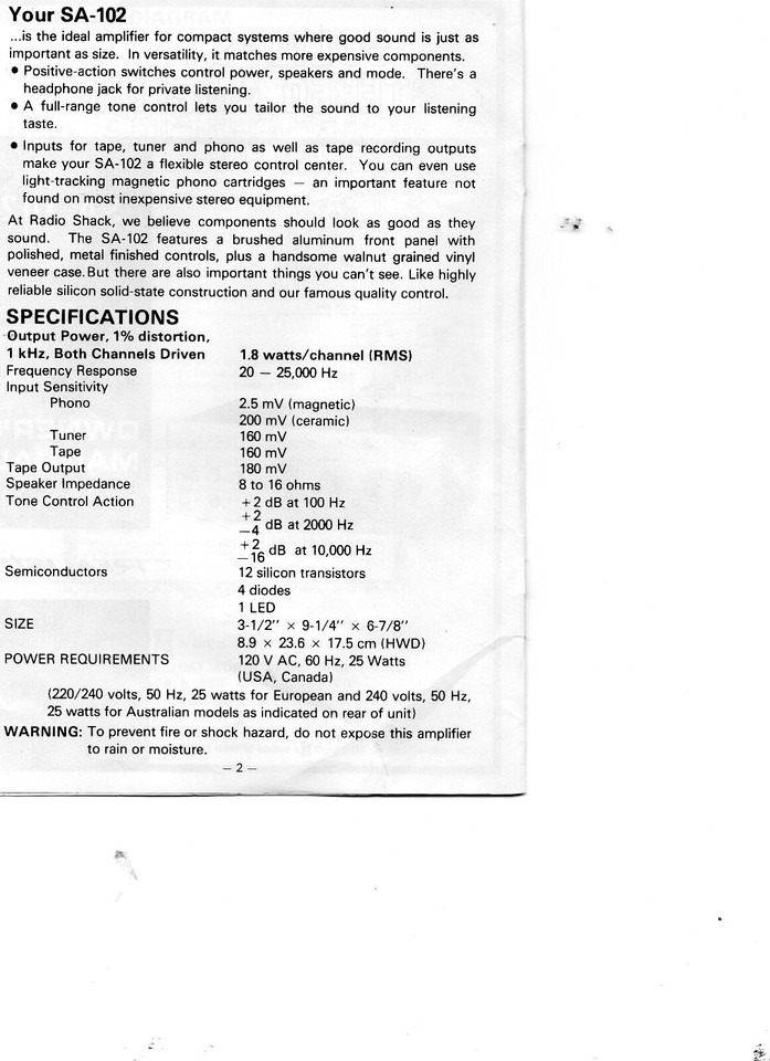 Vintage REALISTIC SA-102 Stereo Amplifier + JVC FSSD990 Speakers | eBay