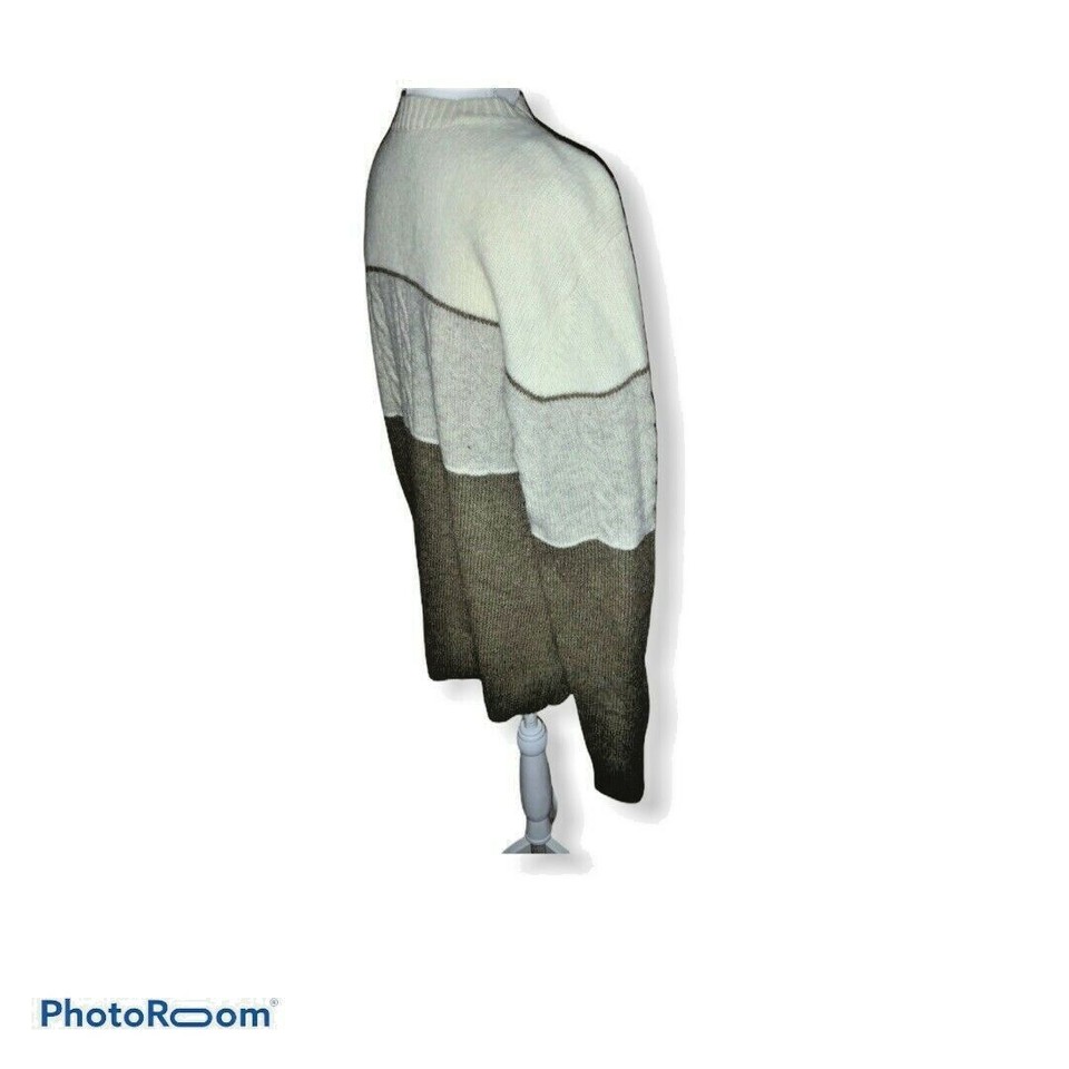 Thane Sweater Crew Popover Cable Knit Brown Gray Ivory 100% Wool men's ...