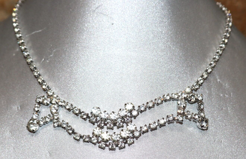 Vintage Necklace - Clear Rhinestone Necklace 15" | eBay