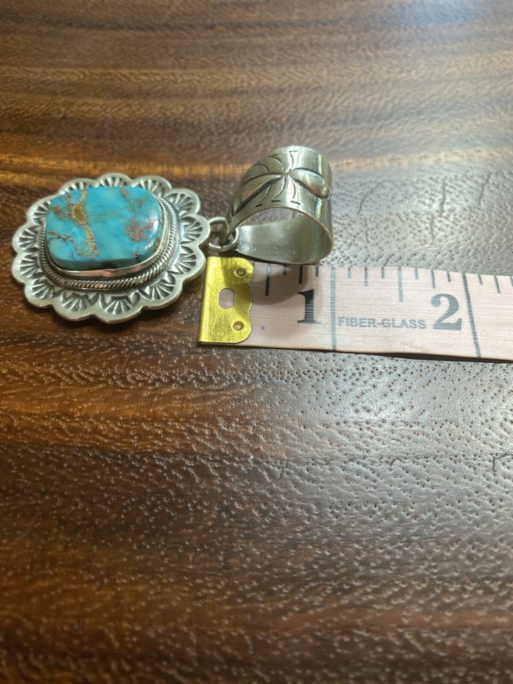 NAVAJO~ TURQUOISE ~SS~STAMPED ~PENDANT~EMERSON THOMPSON | eBay