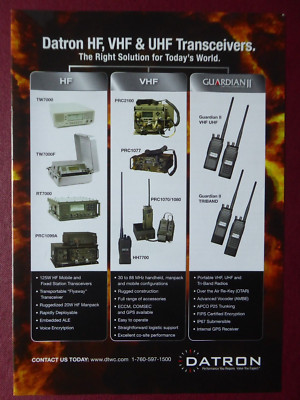 1/2011 PUB DATRON COMMUNICATIONS HF VHF GUARDIAN PRC TACTICAL RADIOS ...