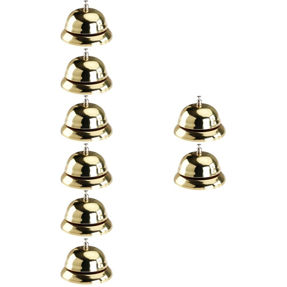 8 Pcs Reception Desk Bell Hand Pressing Bell Restaurant Service (Golden ...