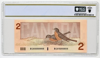 1986 $2 Canada SOLID SERIAL NUMBER BGA 4444444 - PCGS CHOICE UNC 63 PPQ ...