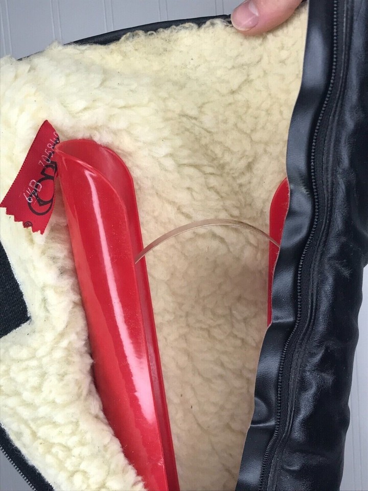 Vintage 1970s Cobbies Black Leather Block Heel Zipper Knee High Boots 6 ...