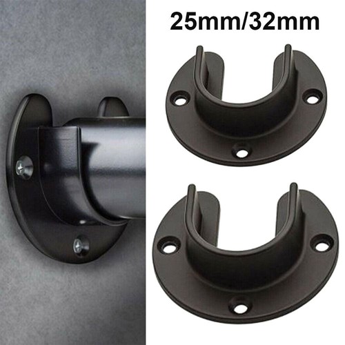 Rail Pole Sockets Holder Hanger Bracket Closet Rail Hanging Rod End ...