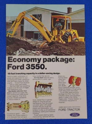 1974 FORD 3550 15ft BACKHOE ORIGINAL PRINT AD CLASSIC AMERICAN HEAVY ...