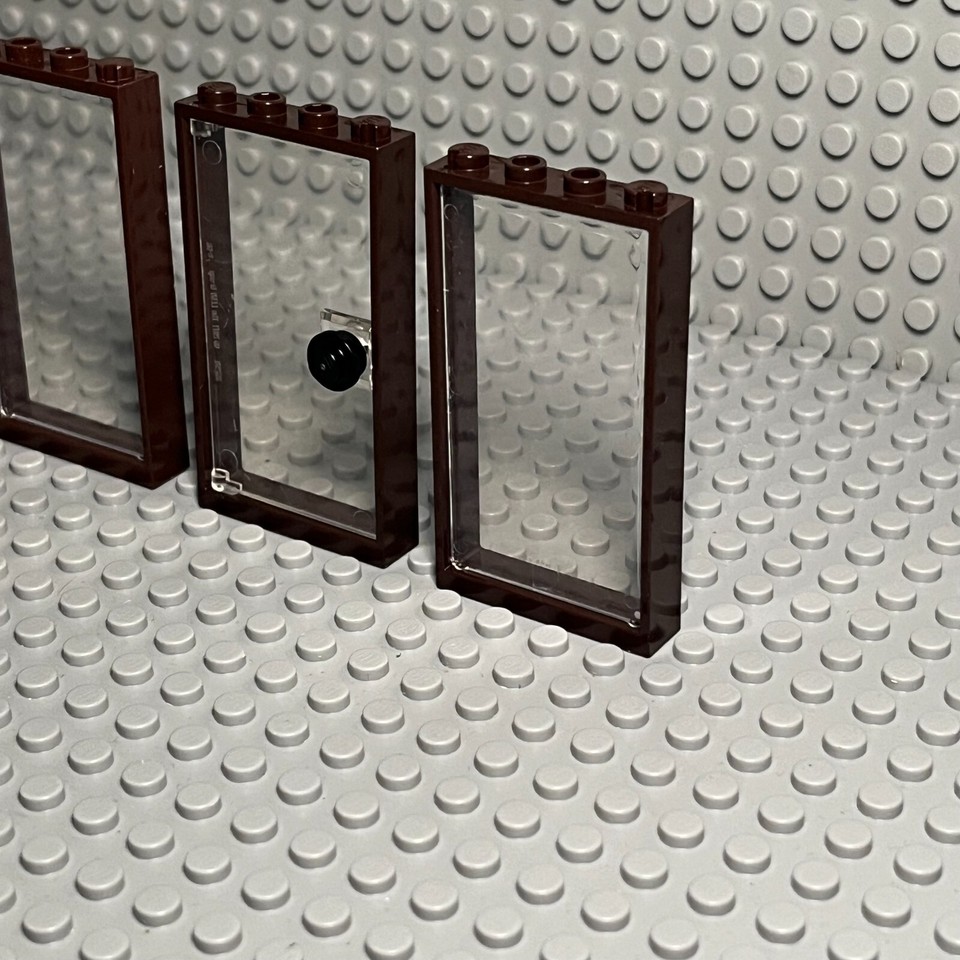 Lego Door Frames Dark Brown 1x4x6 60596 + Clear Door W Handle 60616 ...
