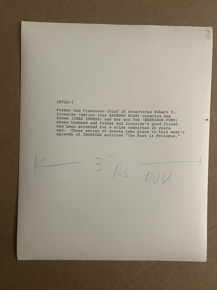 Ironside TV Episode Photo Raymond Burr Harrison Ford | eBay