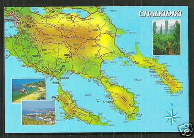 Map postcard Chalkidiki Chalcidice Central Macedonia Greece | eBay