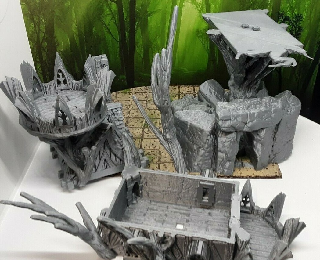 4 Piece Modular Elvish Treehouse Watchtower Tree Fort Scatter Terrain ...