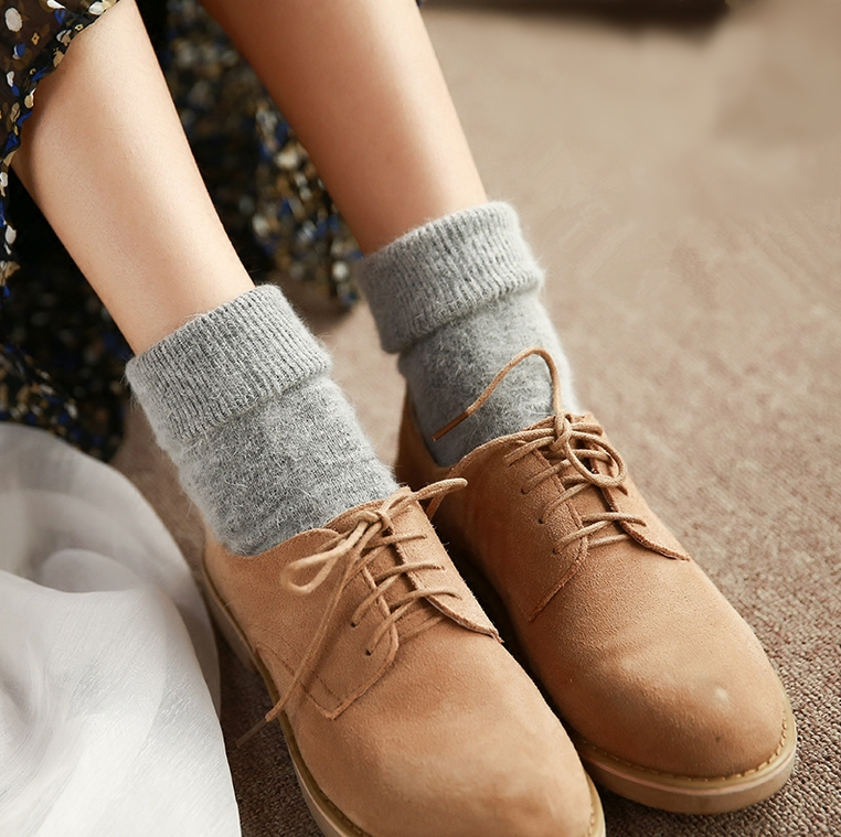 5 Pack Women Wool Angora Casual Solid Boot Warm Thick Crew Socks ...