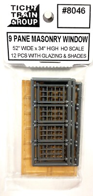 HO Scale Tichy Train Group 8046 9-Pane 52" x 34" Masonry Windows pkg ...