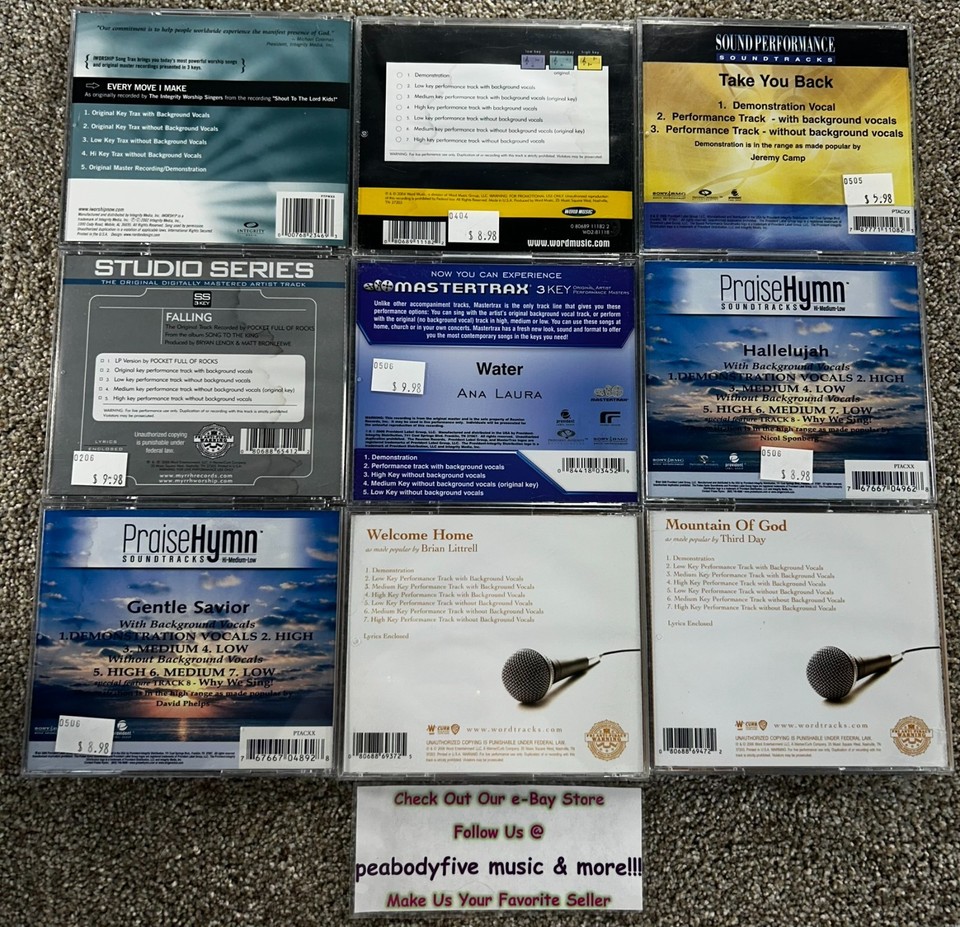 Lot Of 9 Accompaniment Tracks CDS - Intergrity, O'Donnell, Pocket Full ...